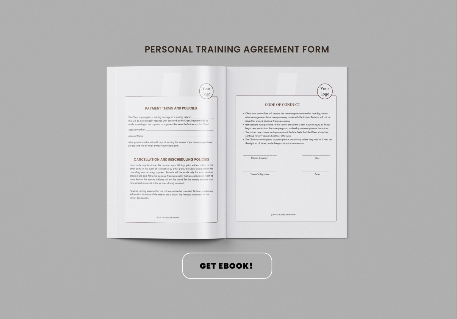 Personal Training Agreement Template (Editable Canva/PDF) | TSJ Makeovers