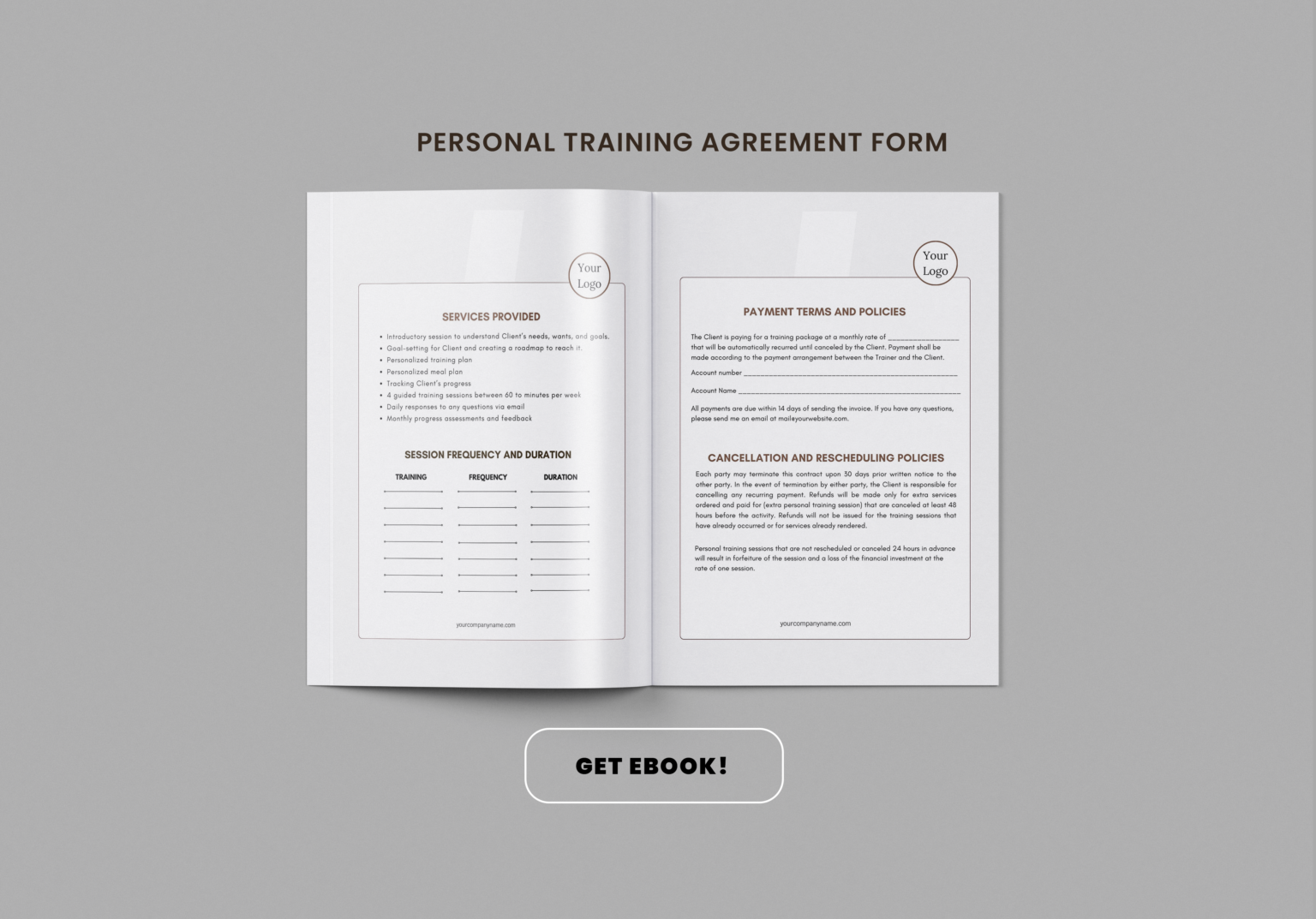 Personal Training Agreement Template (Editable Canva/PDF) | TSJ Makeovers