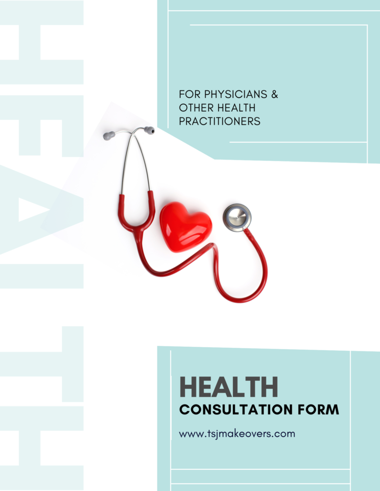 Health Consultation Form Template for Canva | Client Intake | TSJ Makeovers