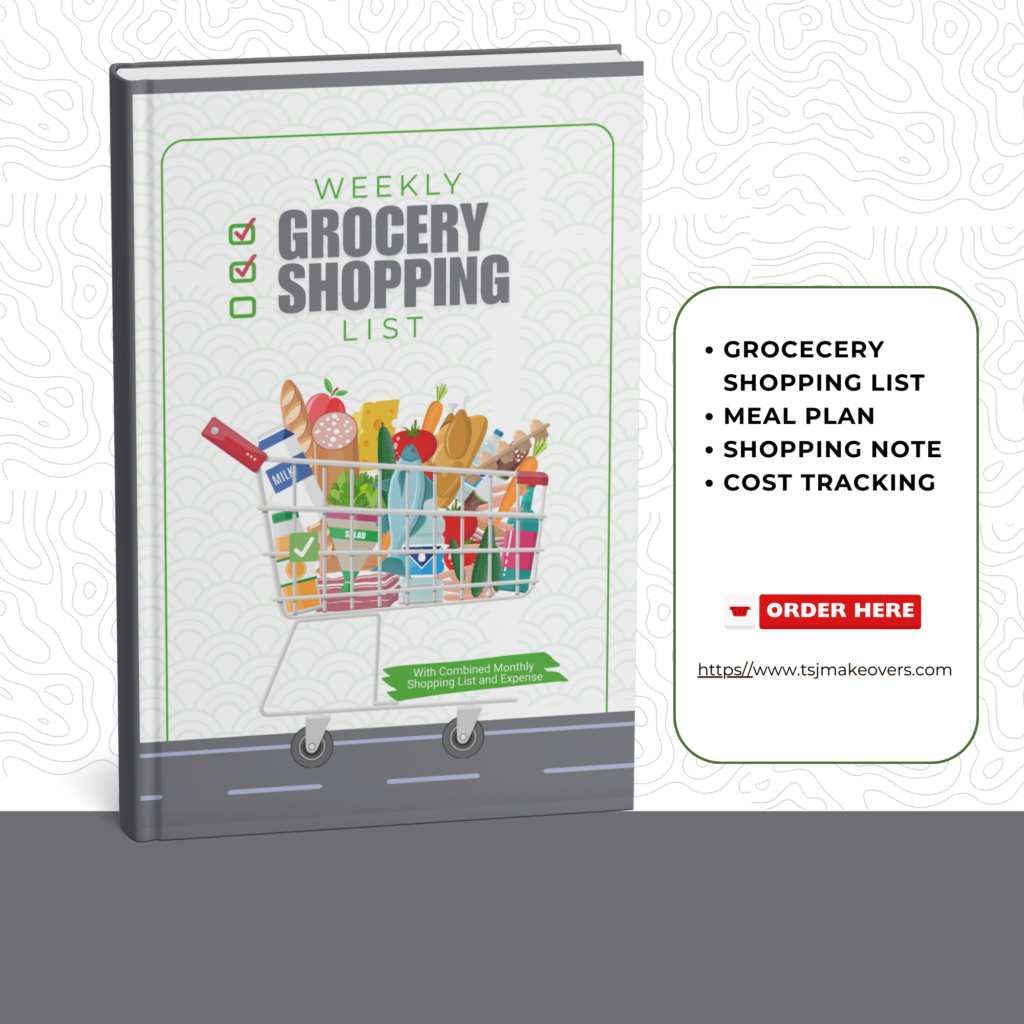 Editable Grocery List Template for Canva | Weekly Shopping | TSJMakeovers